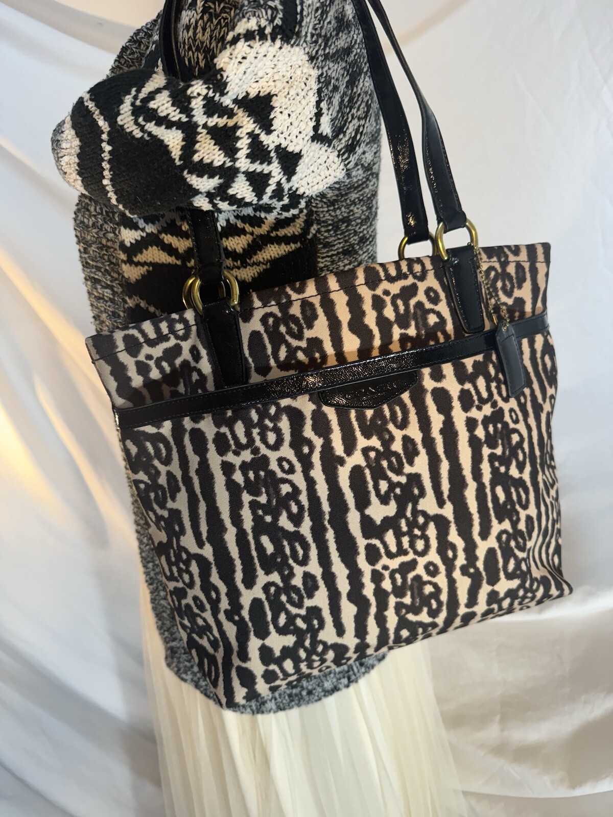 Rare Coach Signature Leopard Ocelot Animal Print Zip Shoulder Bag | eBay