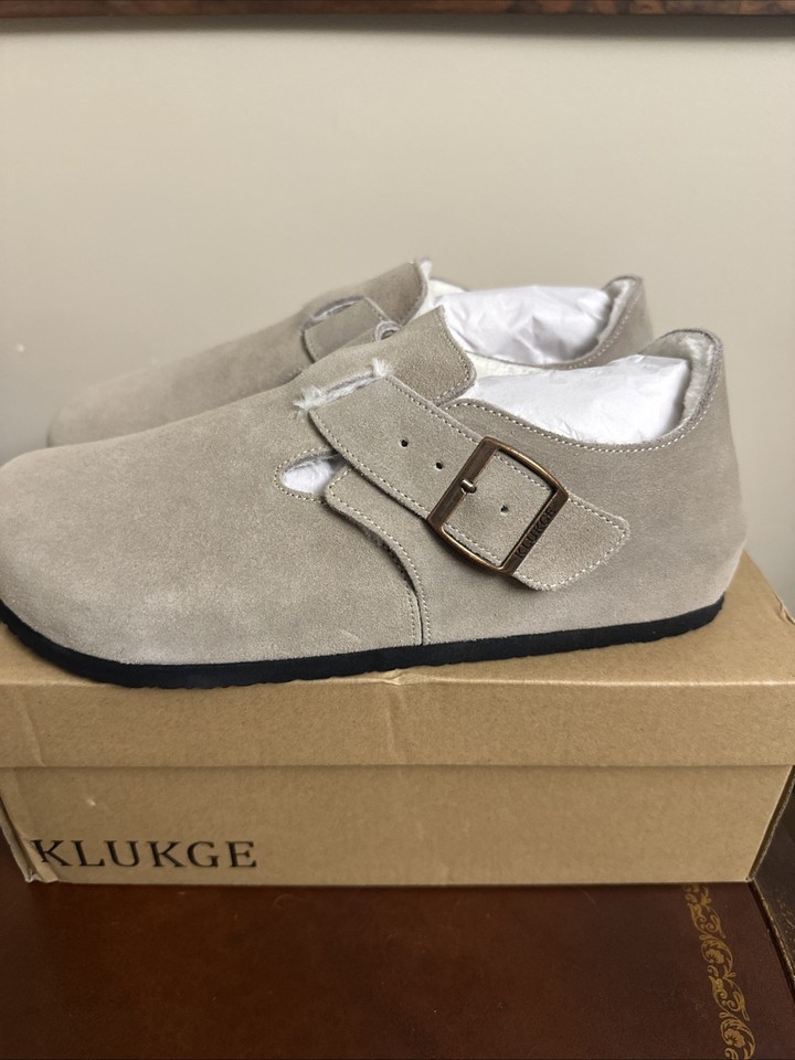 Klukge Fuzzy Boston Clogs for Men Suede Soft Leather Clogs U.S Size 11 ...