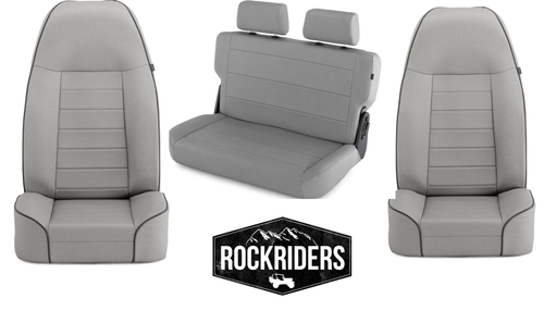 Complete Se of Front & Rear Seat in Gray for 1976-1995 Jeep Wrangler YJ ...