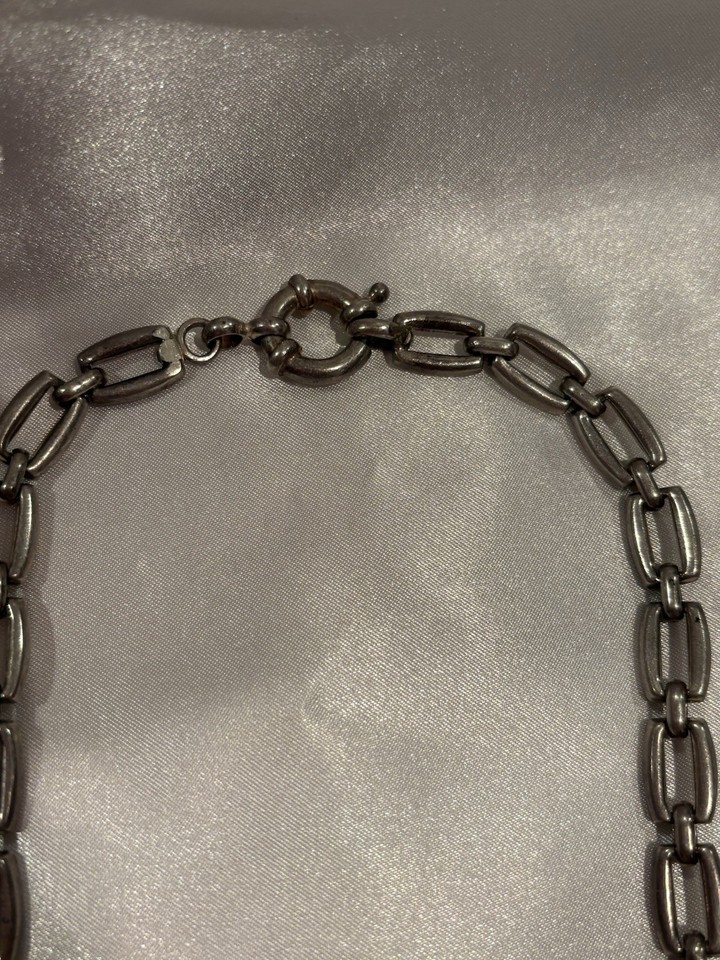 Hand Made Taxco Sterling Silver Rectangular Link Necklace 23” | eBay