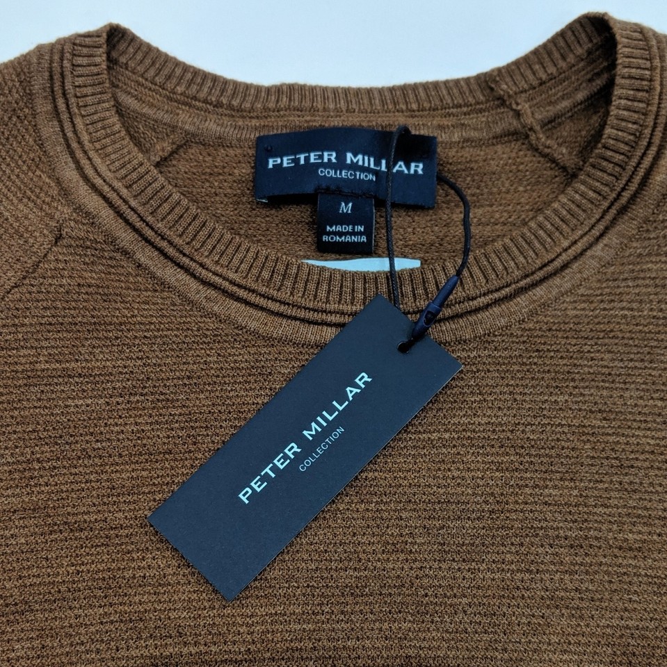 Peter Millar Collection Sweater Mens M Brown Excursionist Flex Merino ...