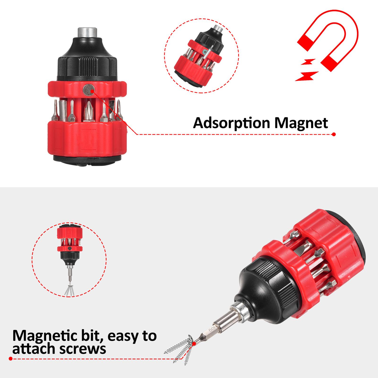 12-in-1 Multifunction Combination Ratchet Screwdriver Kit Multi-Bit ...