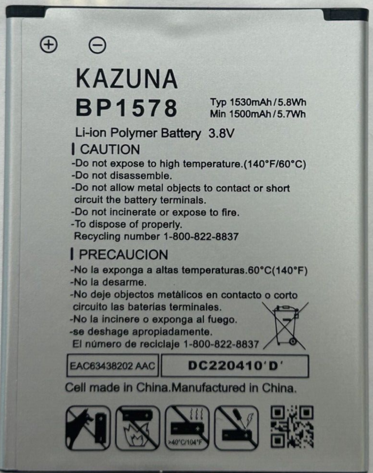 OEM Spec Battery for Verizon Kazuna eTalk 4G LTE | BP1578 | 1530mAh ...