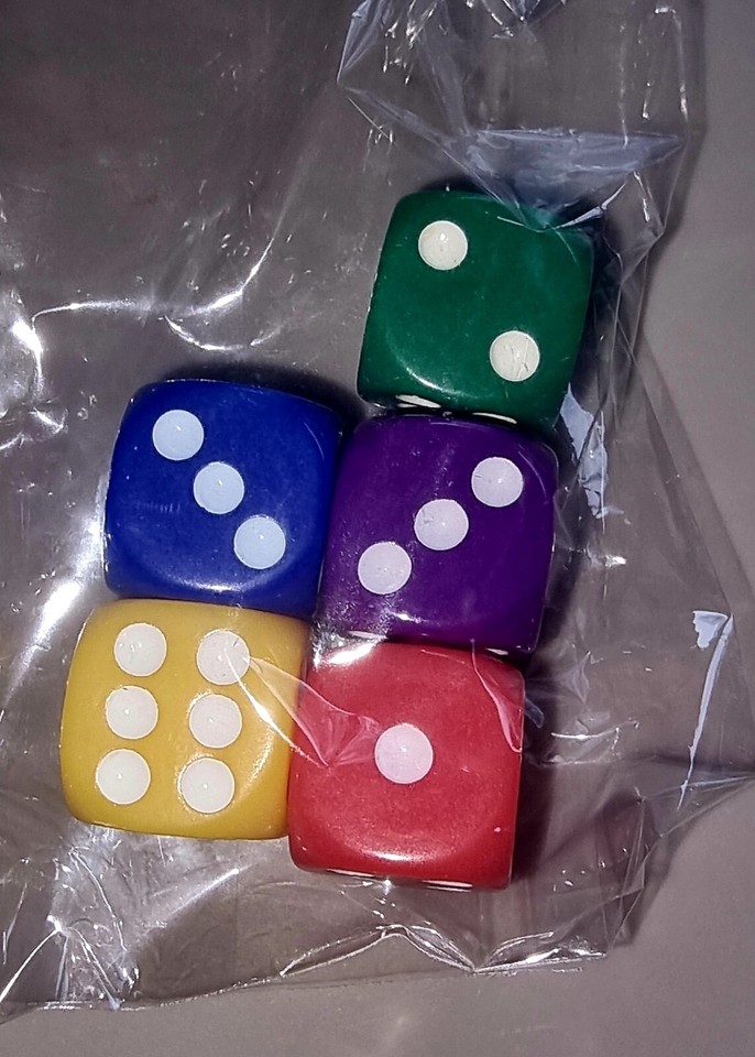 5x 16mm D6 Dice Set Opaque Six Sided Spot Game Dice RPG Board Games ...