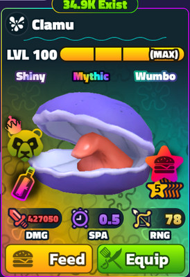 Clamu (SW)(5Star)(NC)(PP)(LV100) - Spongebob Tower Defense | eBay