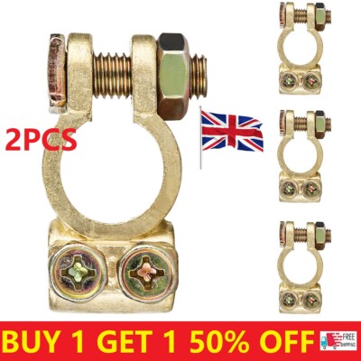 2x Heavy Duty Car Battery Terminal Clamp Zinc Screw Connector Positive ...