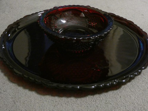 Avon Cape Cod Ruby Red Chip and Dip 2 piece set vintage | eBay