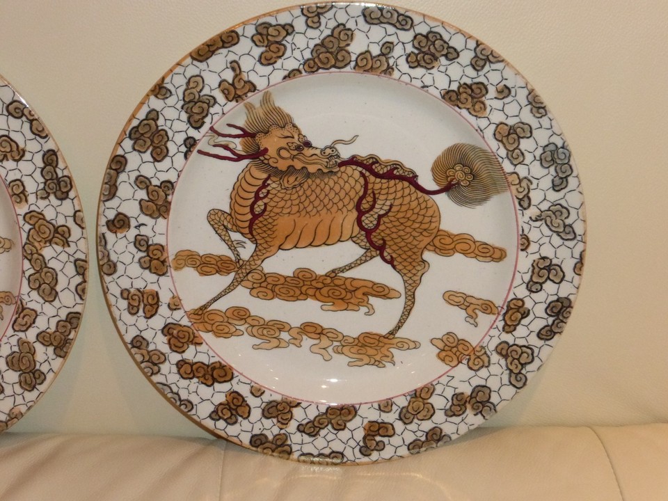 MASON'S IRONSTONE VINTAGE CHINESE DRAGON DINNER PLATES NUMBERED 6100 ...