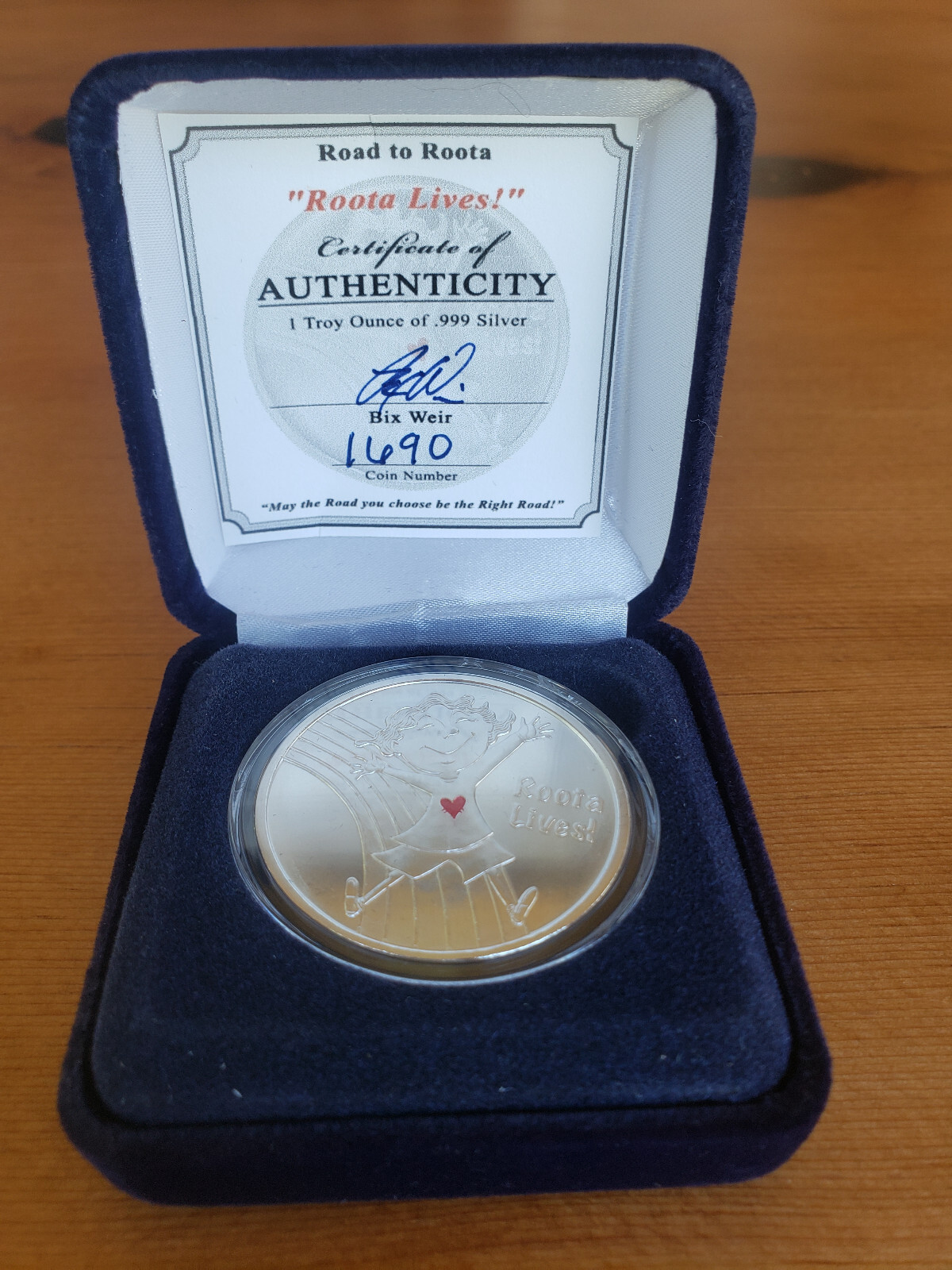Road to Roota 1 Ounce Silver Coin .999 BU Bix Weir Collector No. 1690 ...