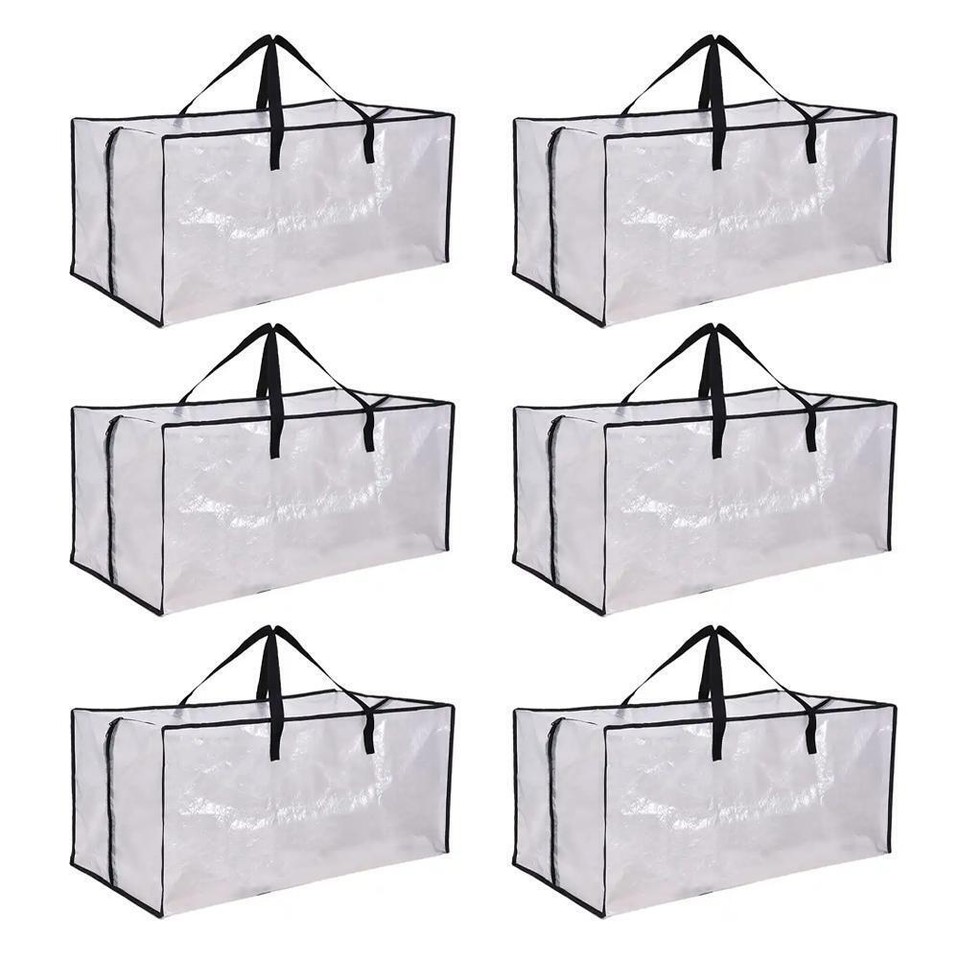 6PCS Extra Large Transparent Moving Storage Bags Foldable Lot Heavy Hot ...