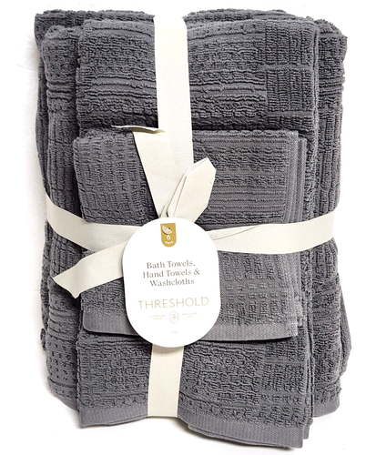 Threshold 6pc Modern Bath Towels, Hand Towels, & Washcloths Set - Light ...