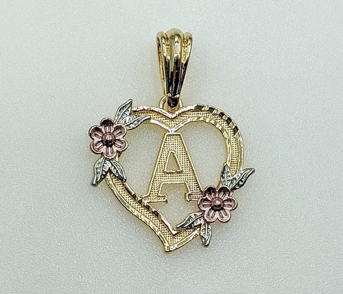 Gold Plated Tri-Color Letter "A" Heart Pendant Jewelry Oro Letra ...