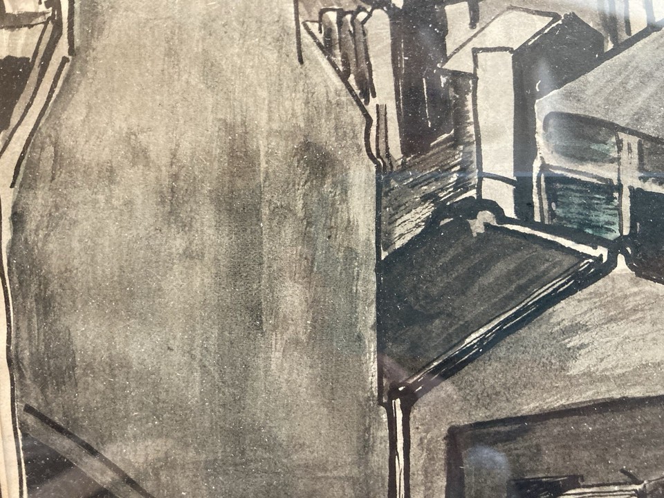 Very Beautiful Original Drawing Architecture Ink Wash Watercolor Paper ...