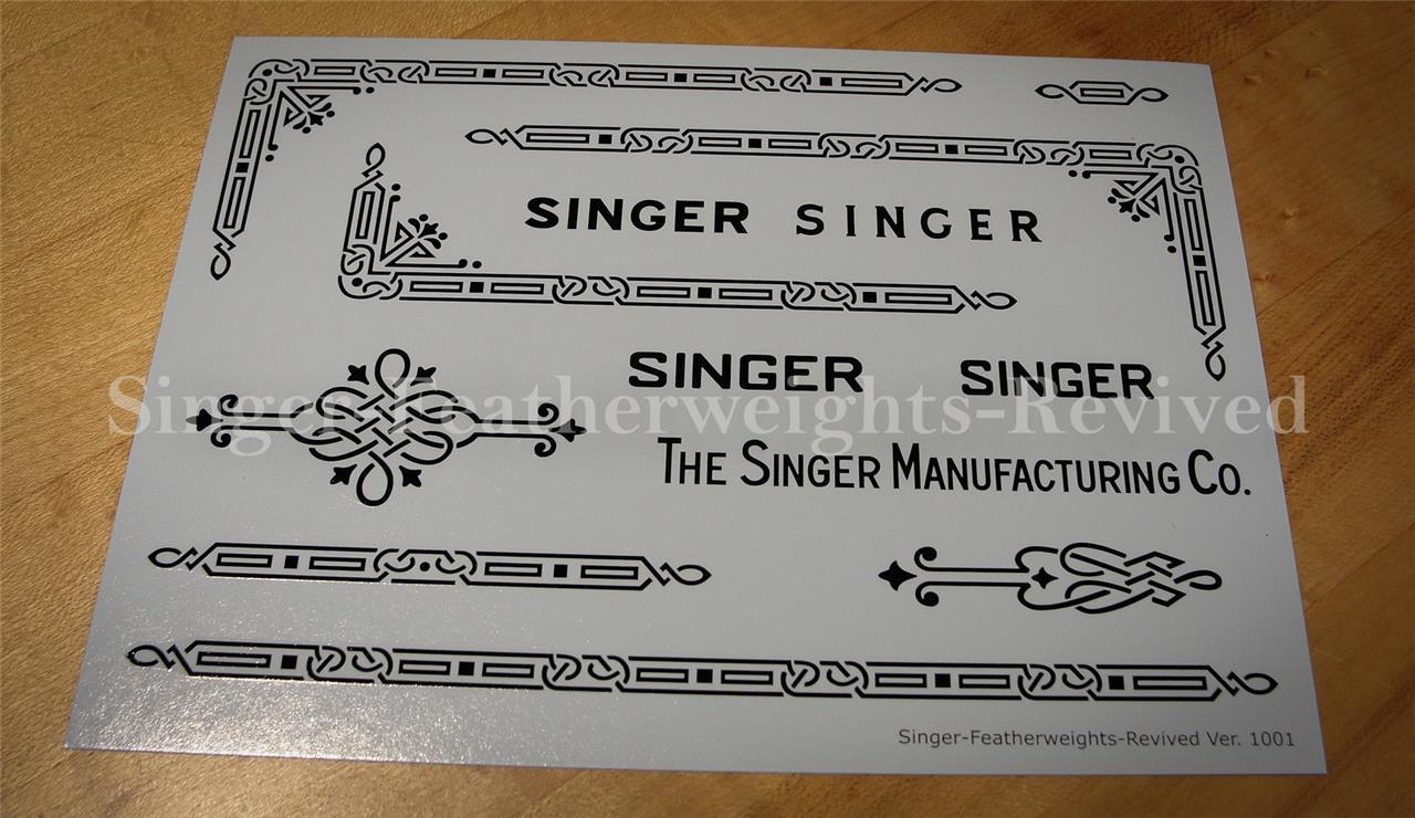 SINGER FEATHERWEIGHT BLACK *PRE TRIMMED* DECALS FOR 221 - SILK SCREEN ...