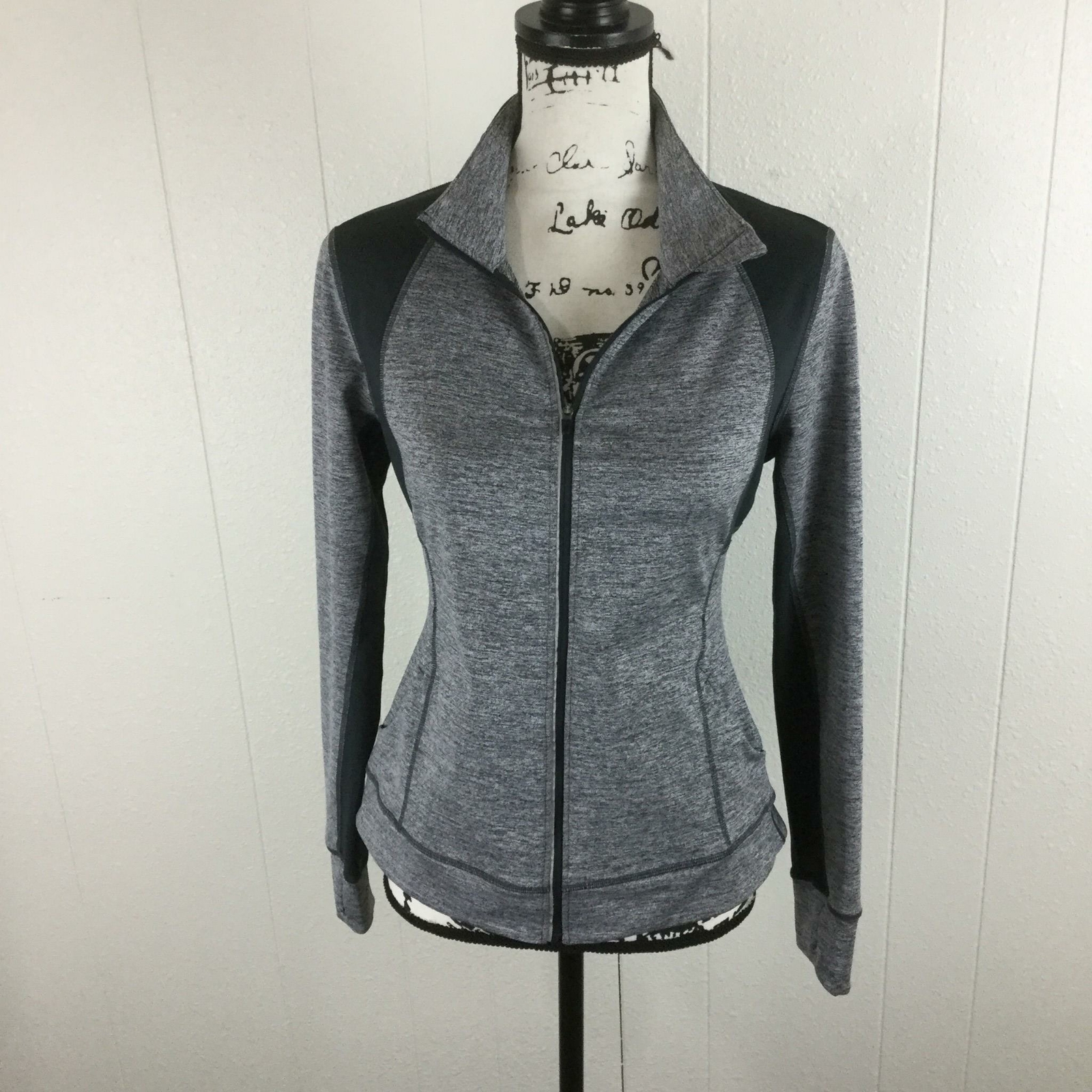 LUCY Full Zip Up Mock Neck Long Sleeve Gray Track Jacket Women's Size ...