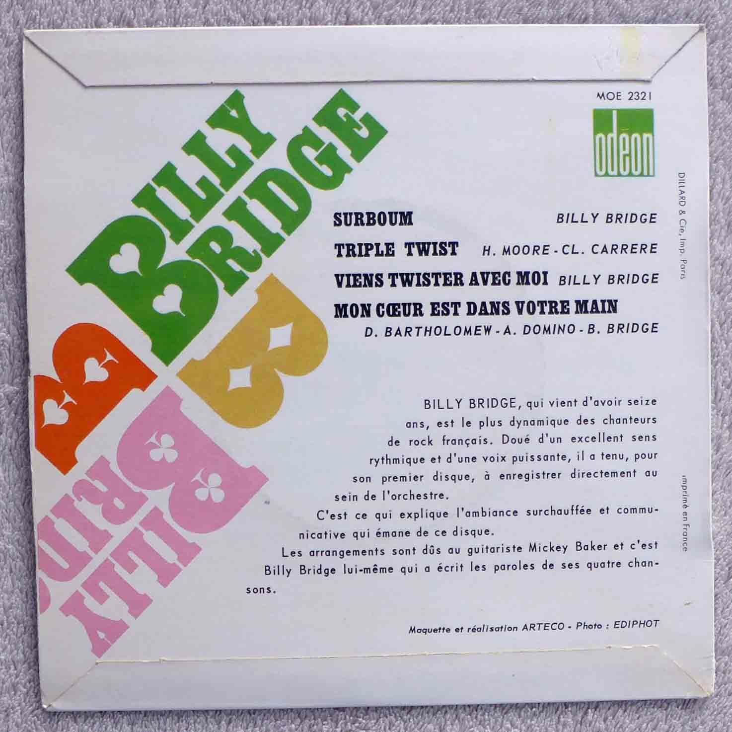 Billy Bridge 45 Tours Surboum 1962 Odeon 2321 EX+++ | eBay