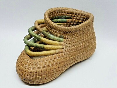 DEBORA MUHL Free Form Hand Woven Coiled Basket SHOE SCULPTURE BASKET ...