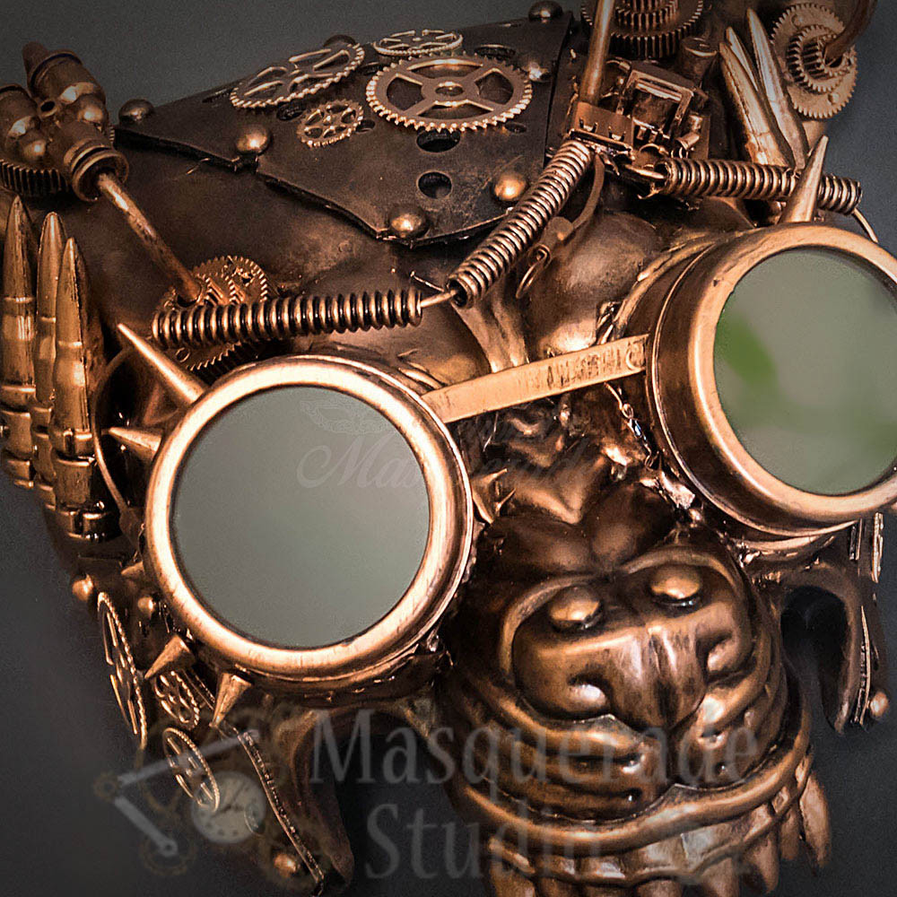 Men's Steampunk Fantasy Robotic Cyborg Wolf Terminator Masquerade Mask ...