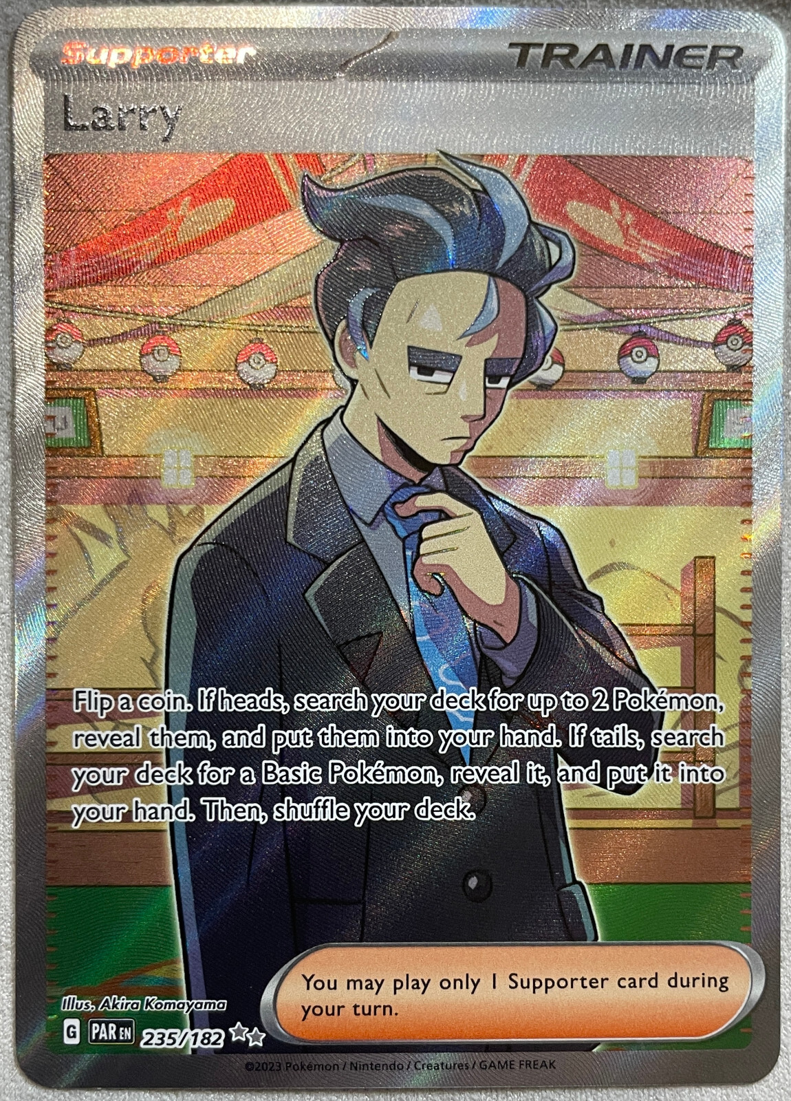 Pokemon TCG - Larry Full Art Ultra Rare Holo - 235/182 - Paradox Rift | eBay