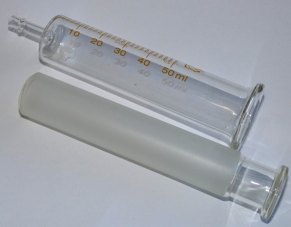 Glass syringe 5/10/20/50/100 ml cc re-usable lab ink sampler no needle ...