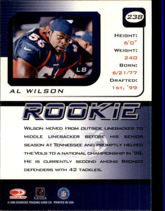 1999 Rookies & Stars Football Card #238 Al Wilson Rookie | eBay