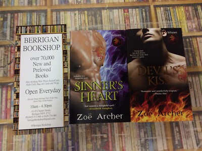 LOT 2 NEW Zoe Archer Devil's Kiss, Sinner's Heart, NEW~P/B TRACKED~POST ...