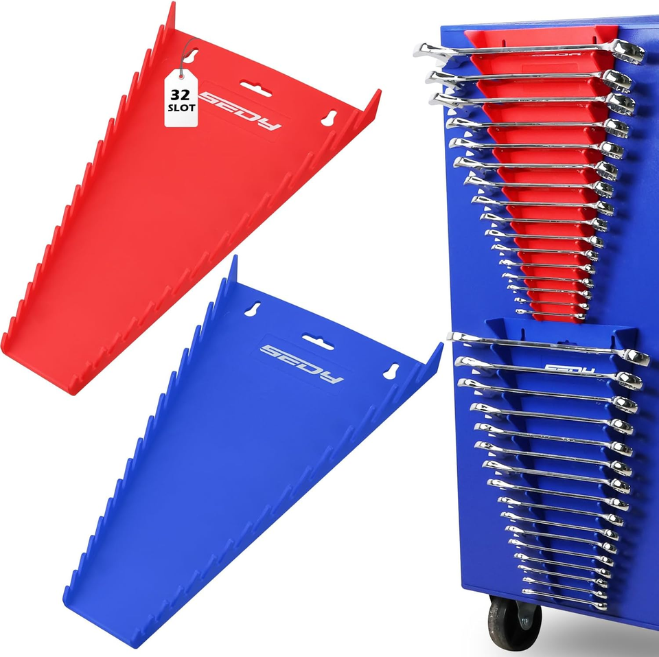 2-Pack Magnetic Wrench Organizer, 32-Slot Premium Wrench Rack Holder ...