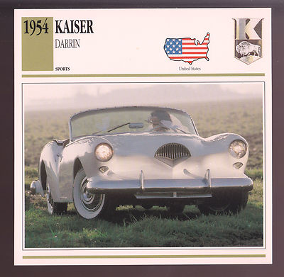 1954 Kaiser-Darrin Convertible Sports Car Photo Spec Sheet Stat Info ...