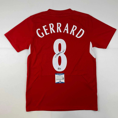 Autographed/Signed Steven Gerrard Liverpool Red Soccer Jersey Beckett ...