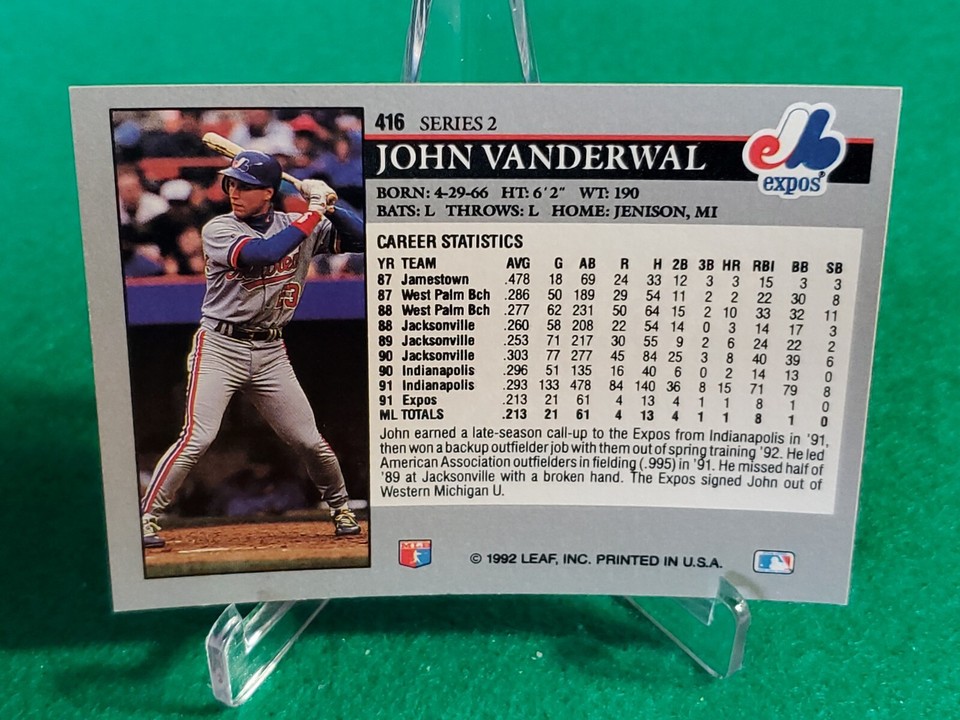 1992 Leaf #416 John Vander Wal Rookie Montreal Expos | eBay