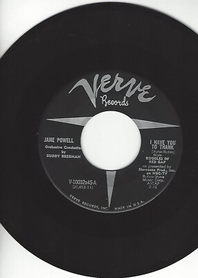 JANE POWELL- "A RIDE ON A RAINBOW"/"I HAVE YOU TO THANK""- VERVE 10032 ...