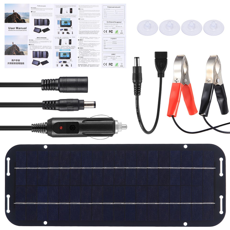 30W Solar Panel 12V Trickle Charger Battery Charger Kit Maintainer Boat ...