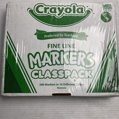 NEW Crayola Fine Line Markers, Back to School Classpack, 10 Colors, 200 ...