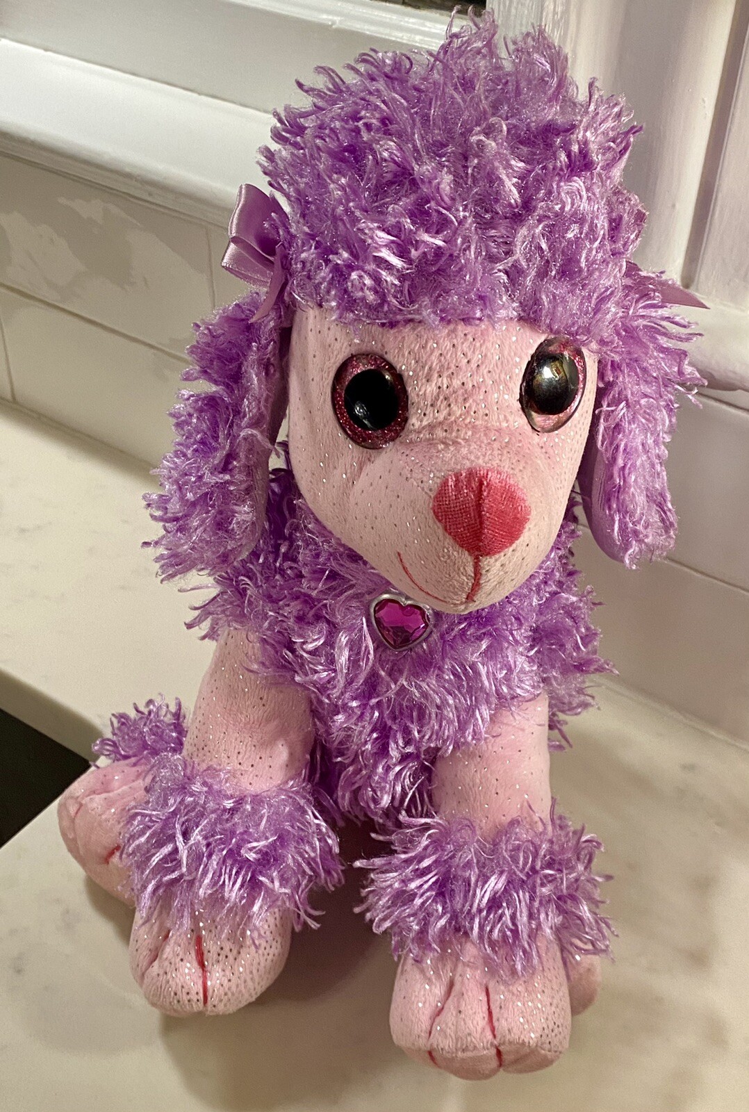 Sparkle French Poodle Puppy Dog 12" Plush Pink Purple Stuffed Animal ...