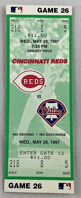 MLB 1997 05/28 Philadelphia Phillies at Cincinnati Reds Ticket-Kent ...