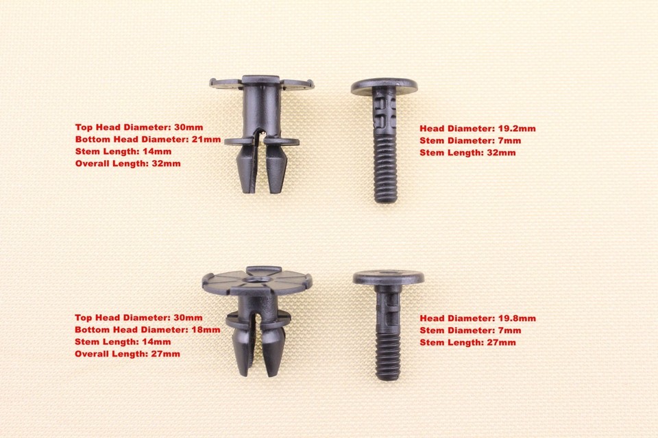 2pcs Trim Spacer Clips Pin Set Retainer Fastener Screws Repair Clamp ...