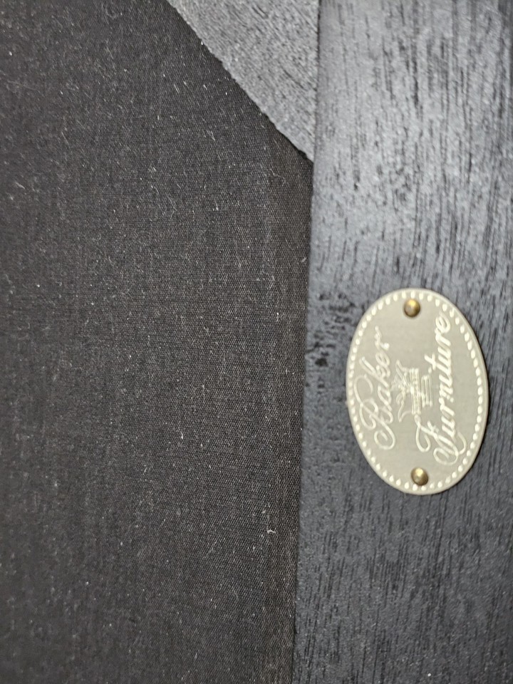 Pair of Baker Furniture Regency Style Ebonized Klismos Chairs Silk ...