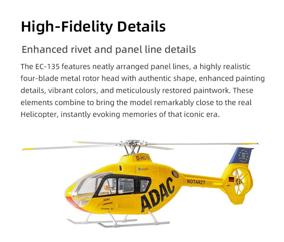 FlyWing EC135 ADAC RC Helicopter 10CH 6-Axis Gyro M10 GPS ACE Flight ...