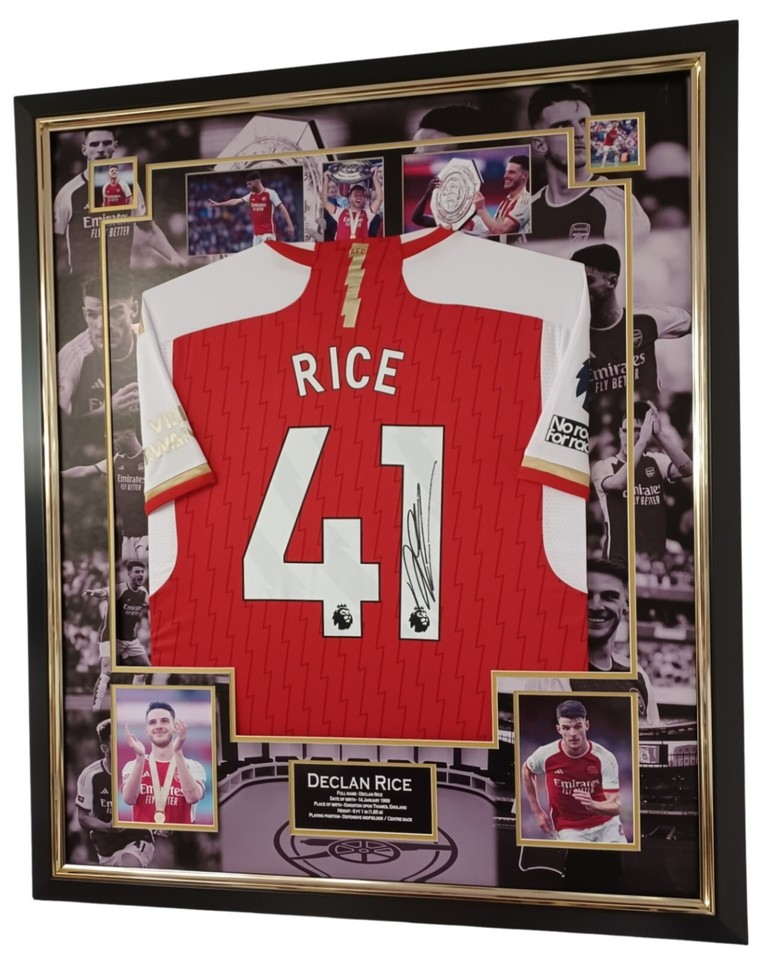 Framed 2024 Declan Rice of Arsenal Signed Shirt Autographed Jersey With ...