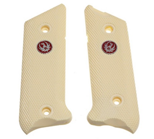 Ruger Grips For Mark III, Simulated White Ivory W/ Red Ruger Medallion ...