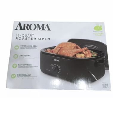 Aroma 18 QT. Roaster Oven Black (ART-718B) Fits 24LB Turkey 24"X18"X9 ...
