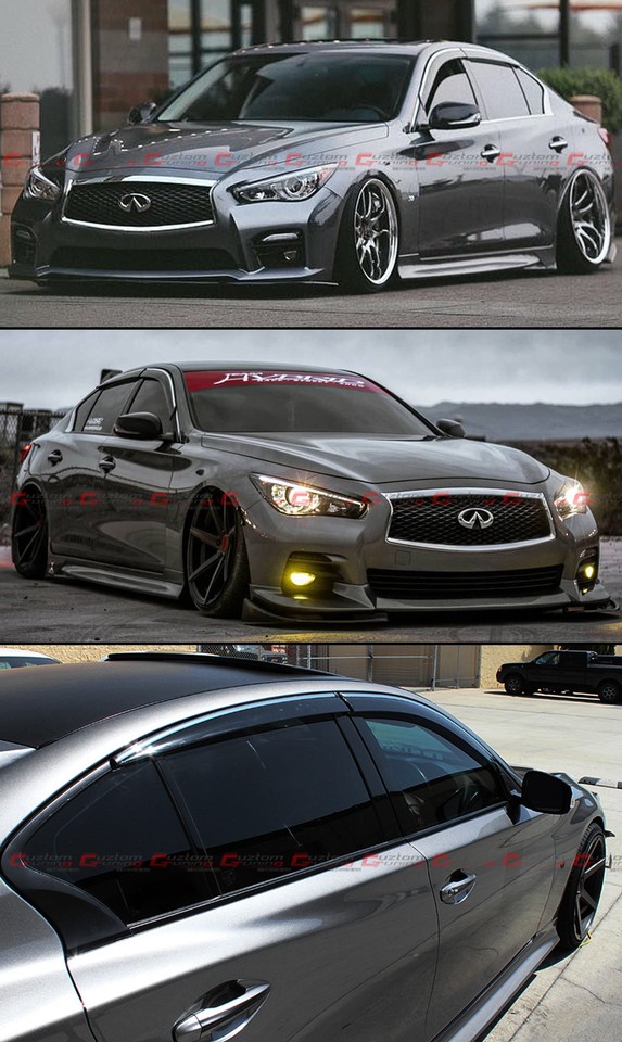 FOR 2014-2024 INFINITI Q50 VIP CLIP-ON SMOKE TINTED WINDOW VISOR W ...
