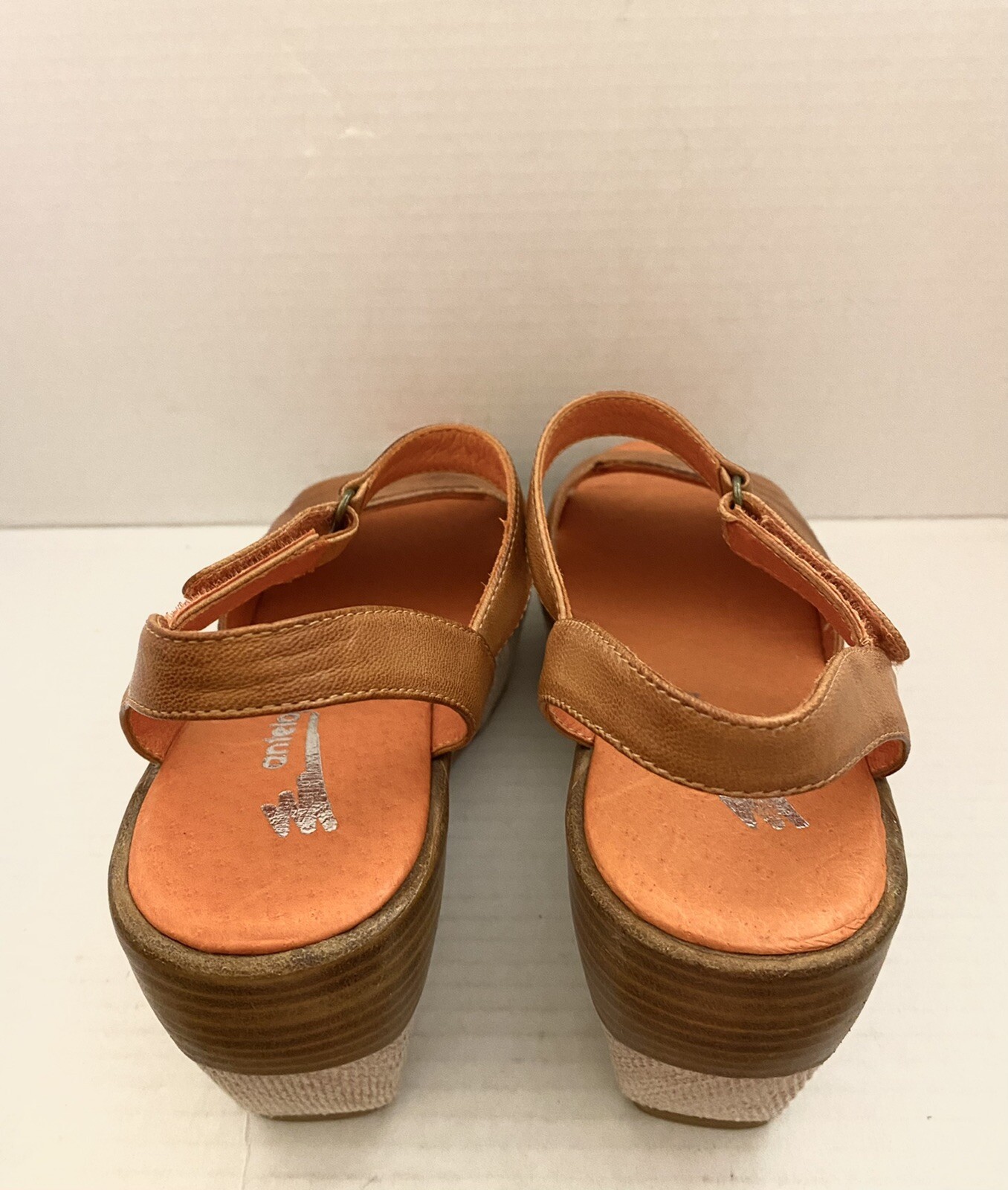 Woman's Orange Leather Wedge Antelope Sandals Size 39 EU / 8.5 US | eBay