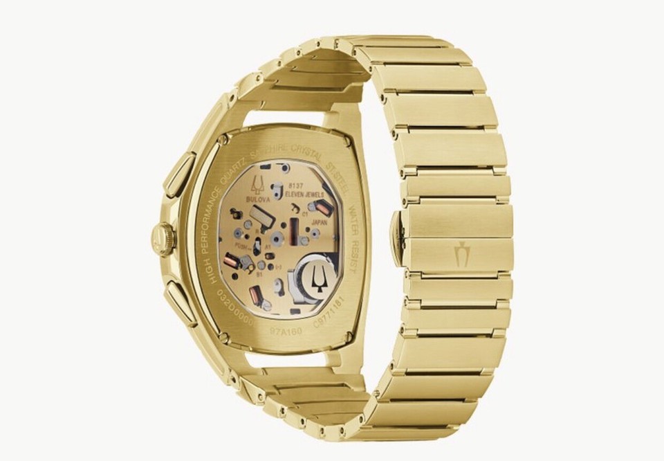 Bulova Mens Curved Chronograph Gold Stainless Steel Watch 97A160 ...