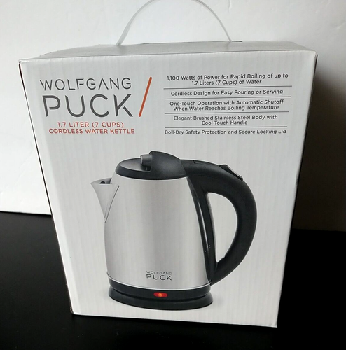 Wolfgang Puck Stainless Steel Cordless Electric Kettle 7 cup W/ RAPID ...