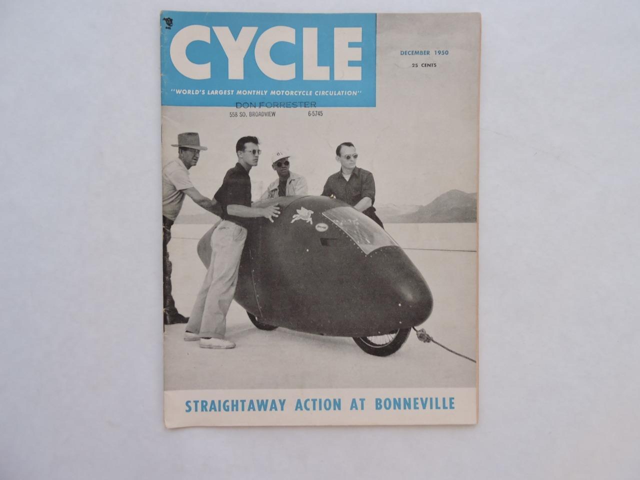 Cycle Magazine December 1950 Indian Warrior TT Jawa-CZ 250 Velocette ...