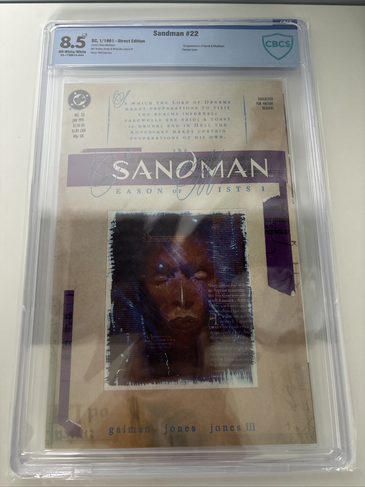 Sandman #22 CBCS 8.5 1990 1st Appearance of Mazikeen & Daniel Hall DC ...