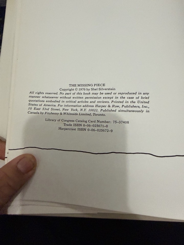 Shel Silverstein The Missing Piece 1976 STATED First Edition - Rare ...