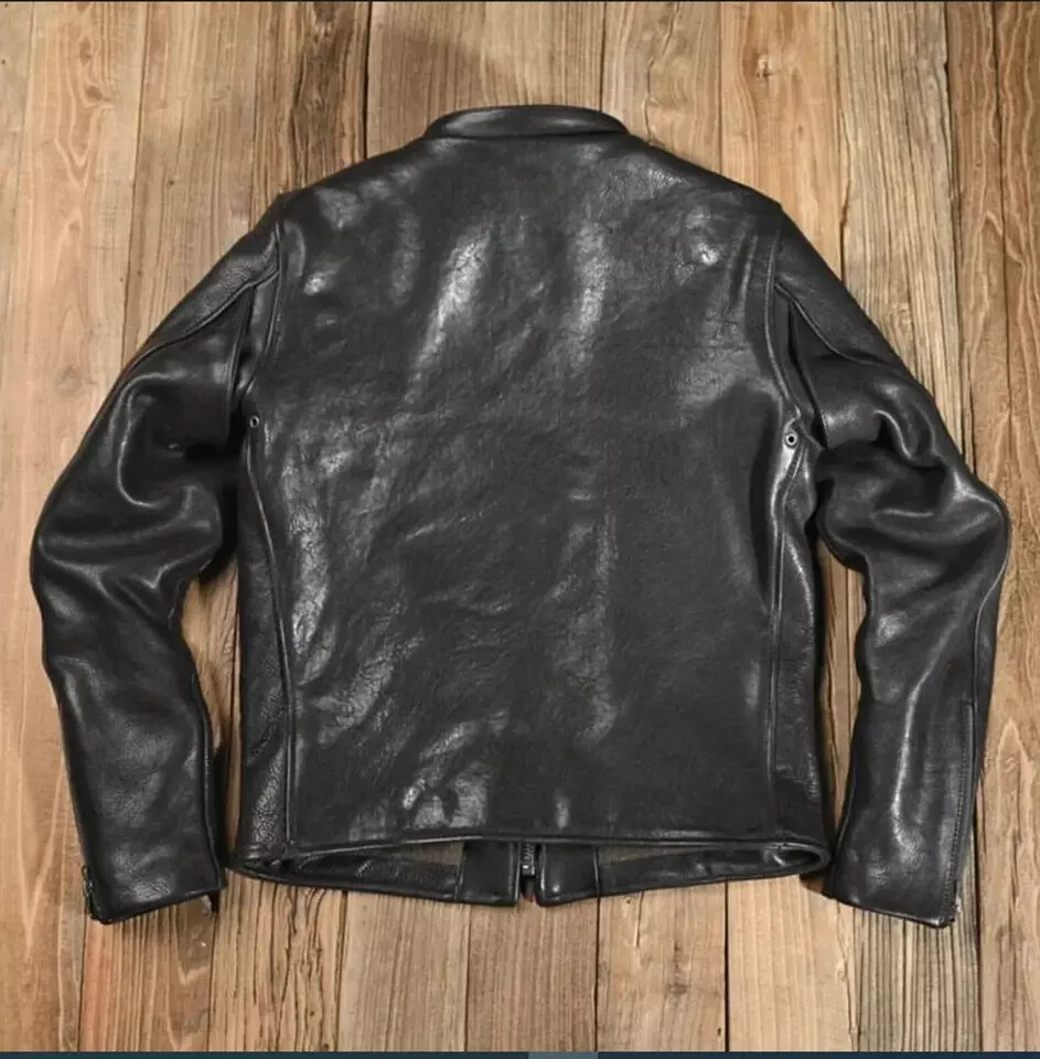 MEN'S REAL COWHIDE PREMIUM LEATHER MOTORCYCLE BIKER TOP LEATHER JACKET ...