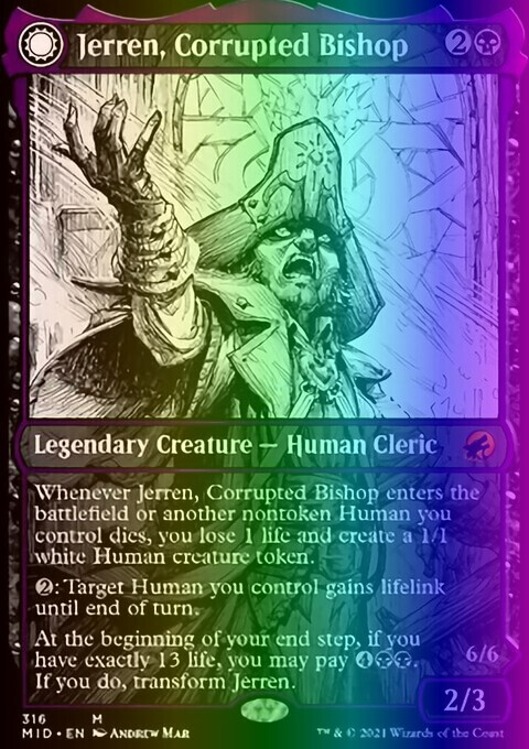 MTG Jerren, Corrupted Bishop (316/553) Innistrad Midnight Hunt NM FOIL ...